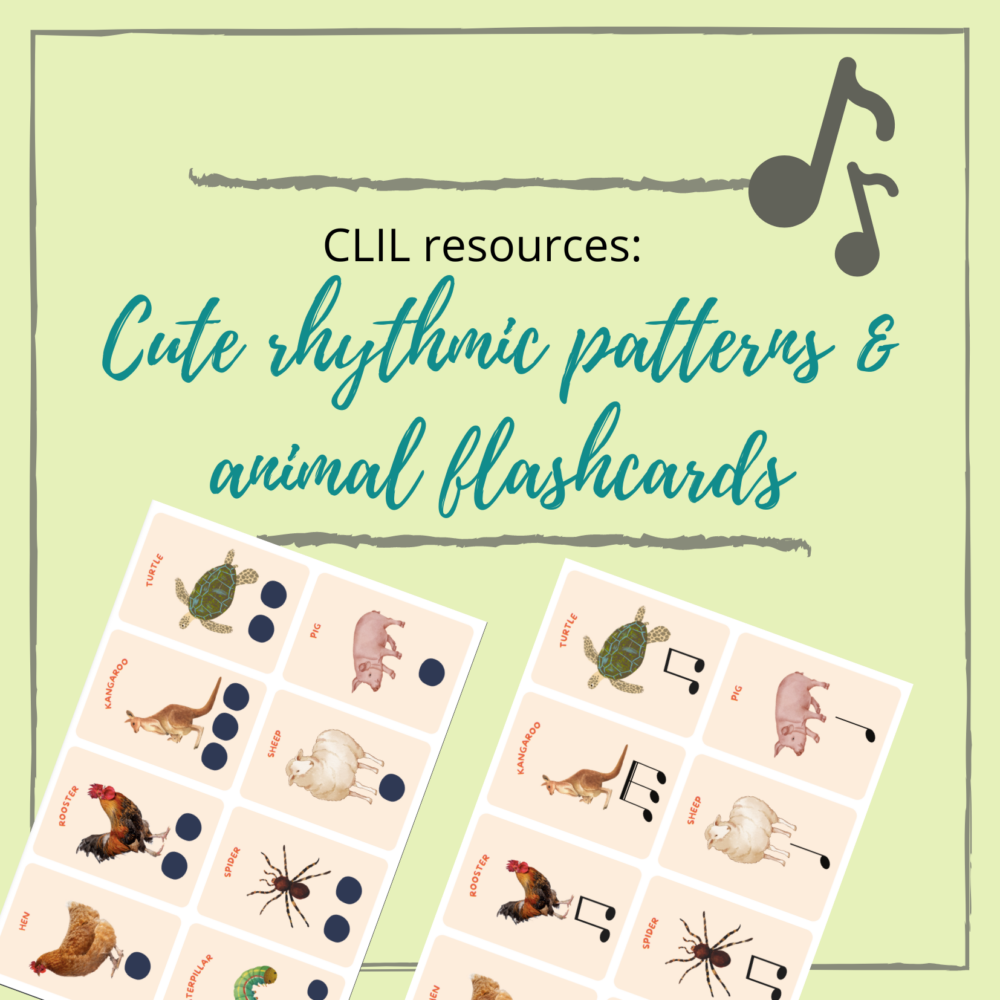 Cute rhythmic patterns & Flashcards. CLIL Music resources